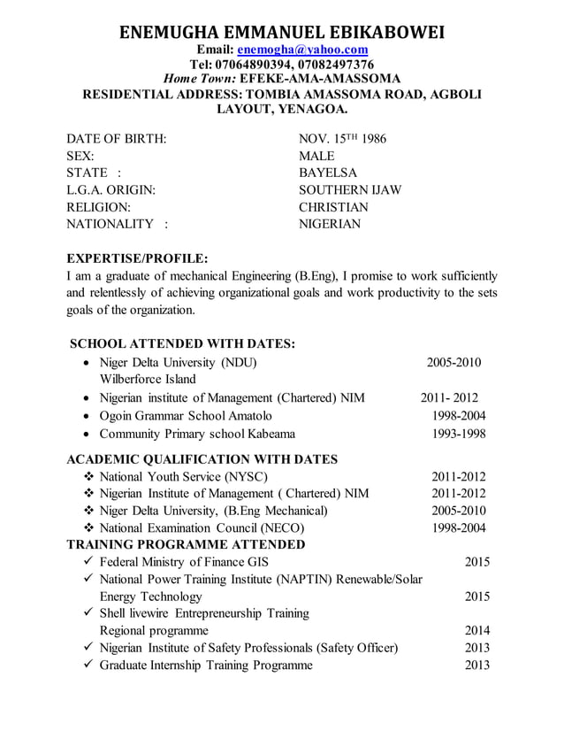 Emmanuel cv | PDF
