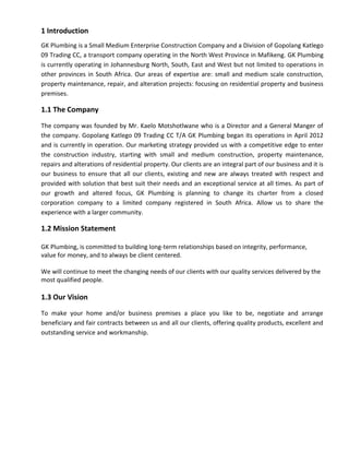 GK Plumbing Business Profile 2016 | PDF