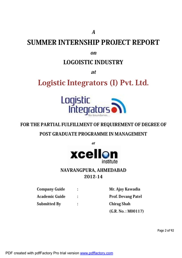 SIP Final Report (Logistic) | PDF