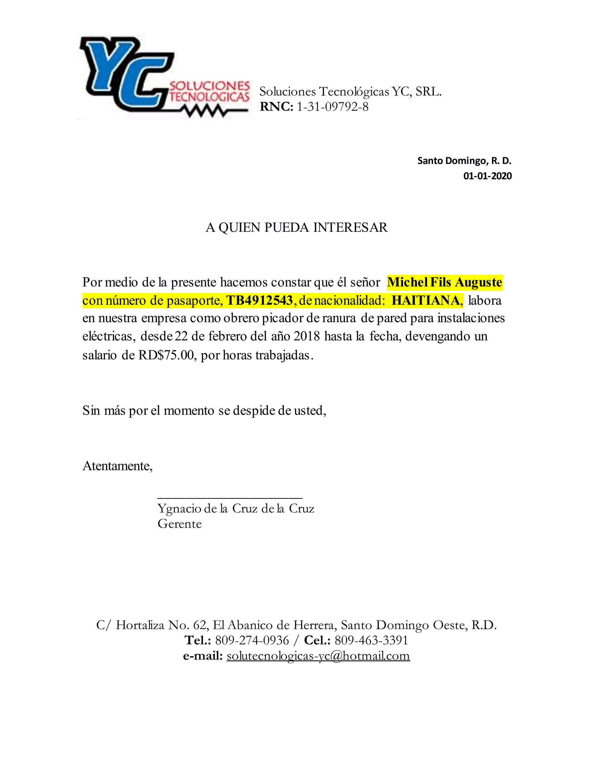 Carta de referencia_laboral_yc_para_migracion_con_coletilla_notarial | PDF