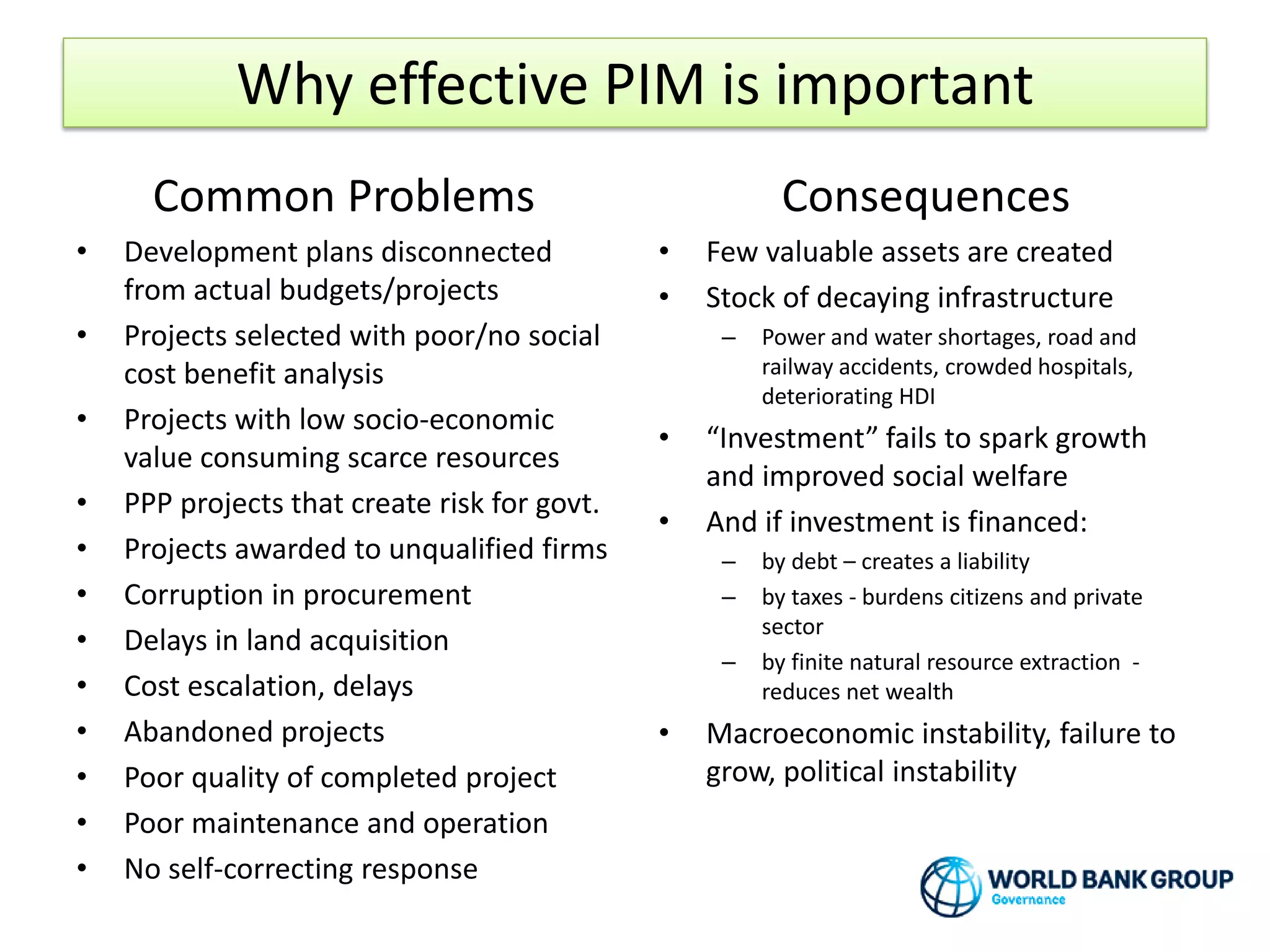 The World Bank's framework for assessing PIM systems - Anand Rajaram ...