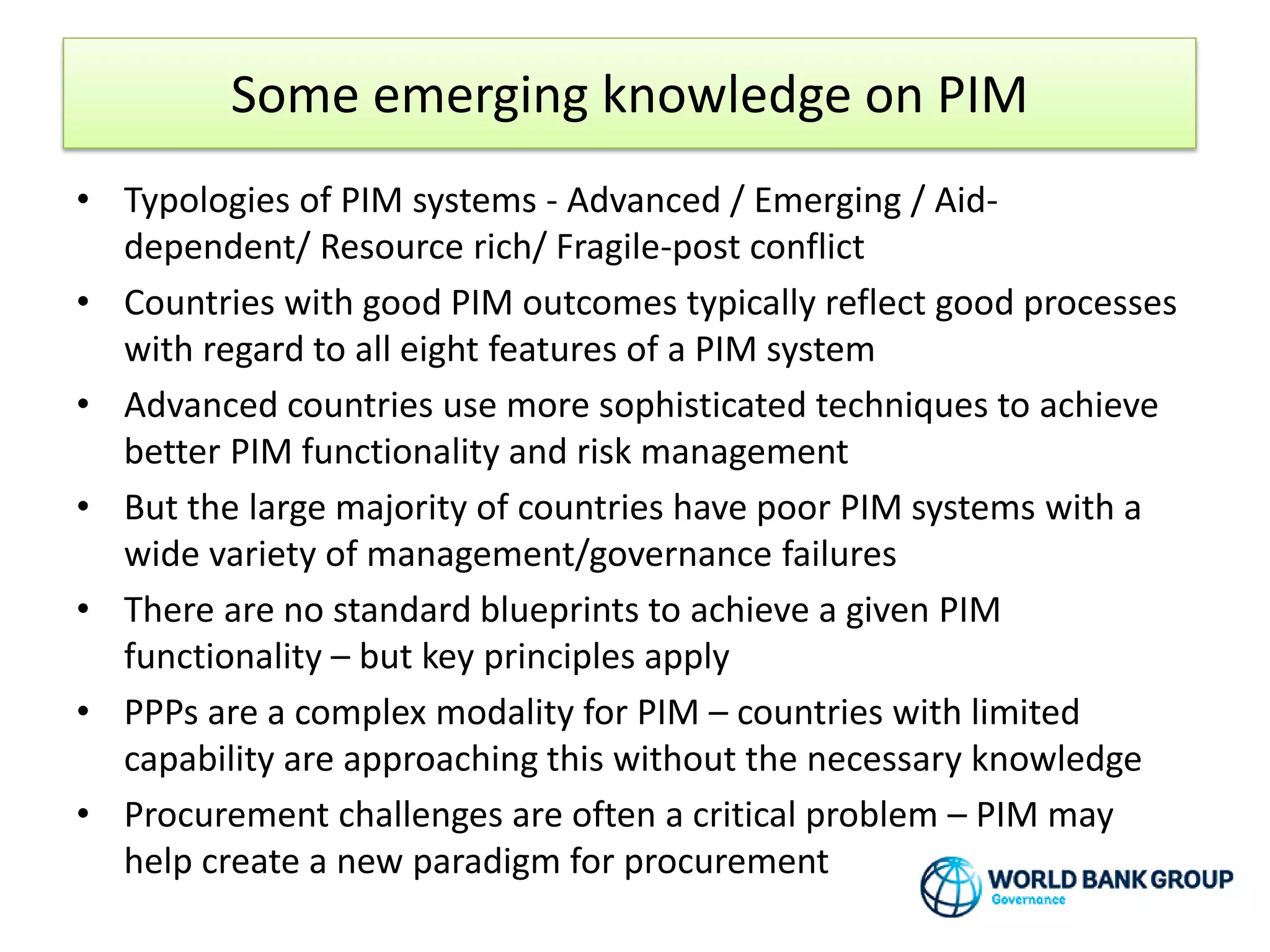 The World Bank's framework for assessing PIM systems - Anand Rajaram ...