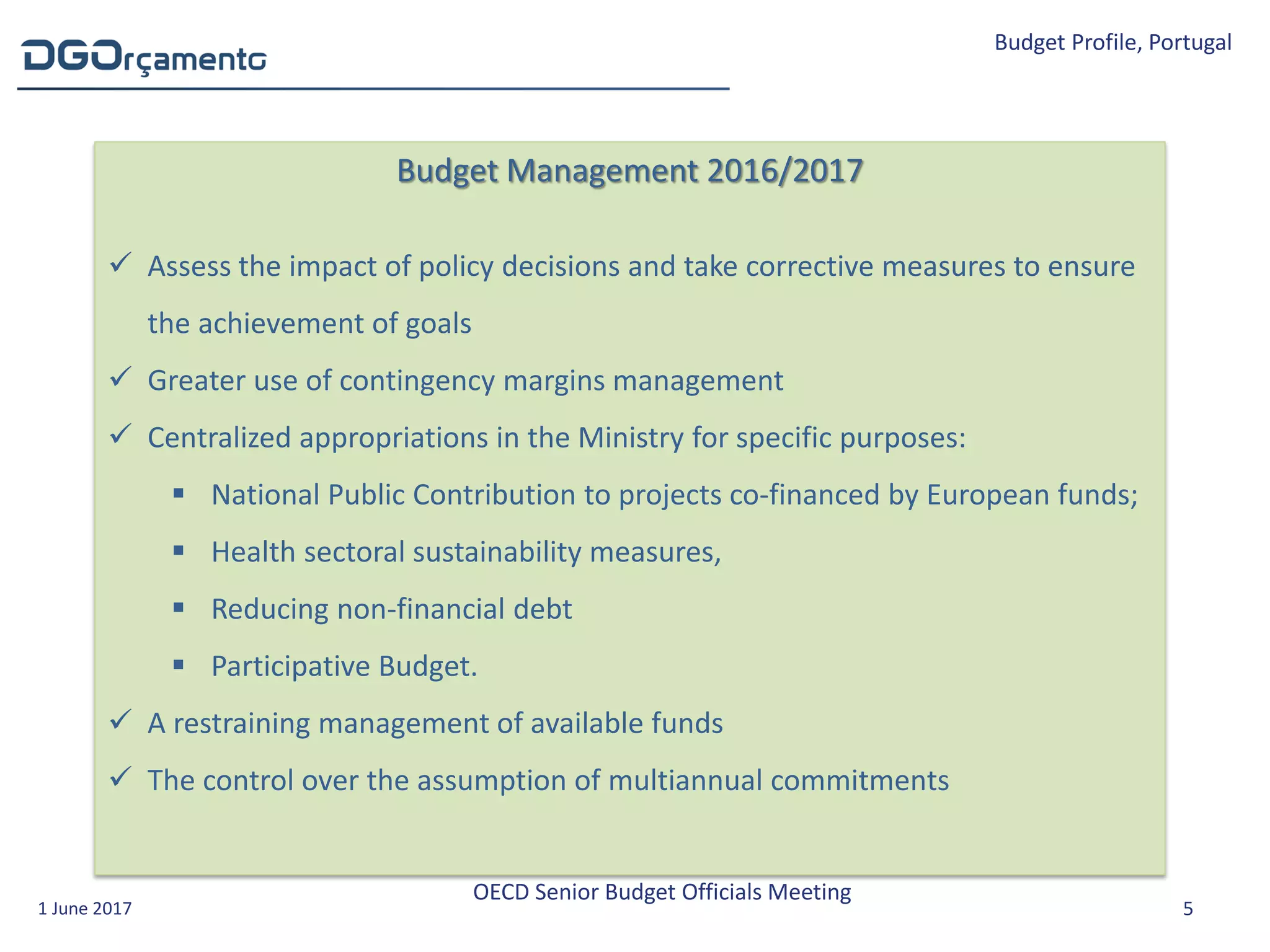 Budget Profile of Portugal - Manuela Proenca, Portugal | PPT