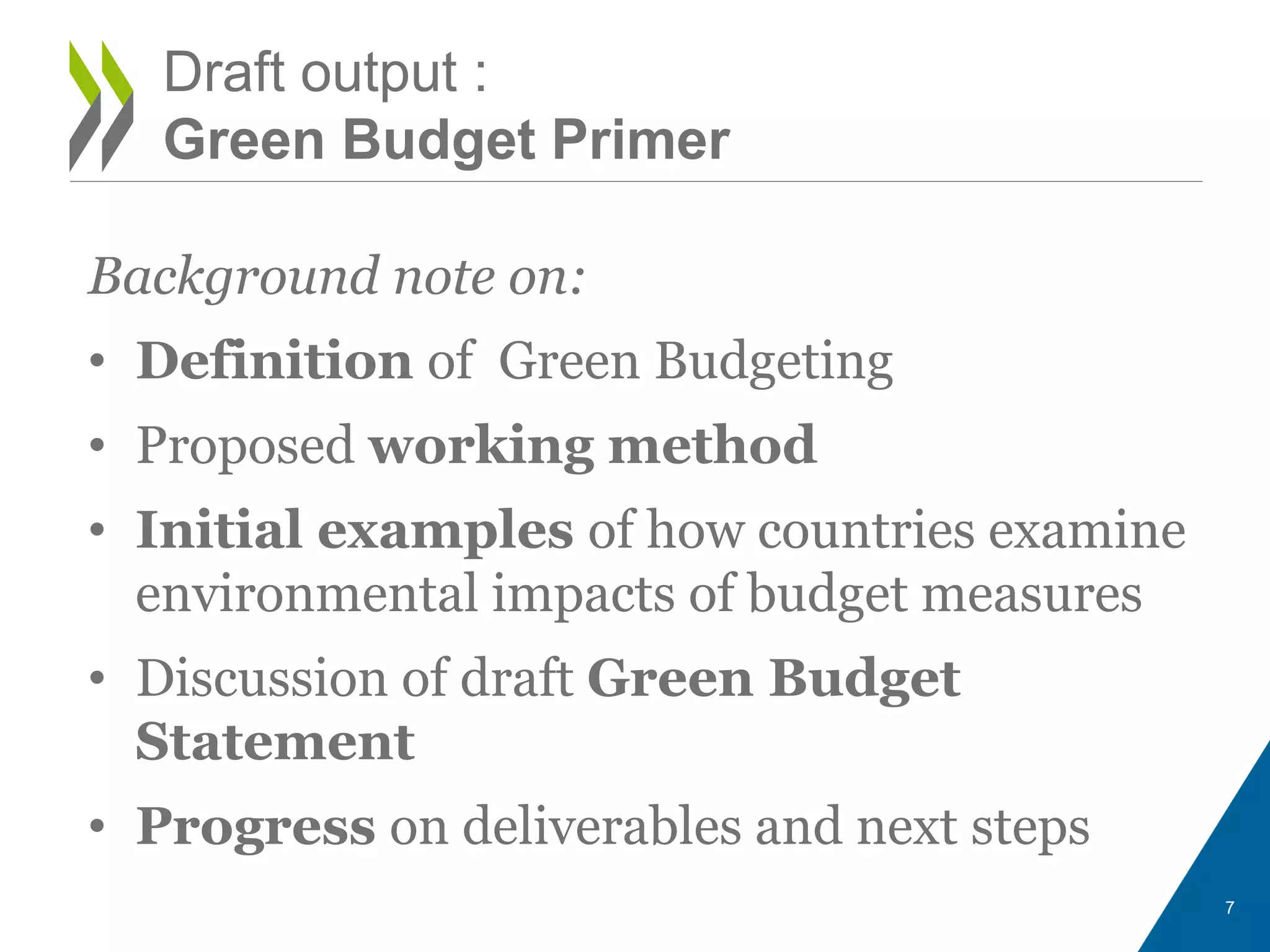 Green budgeting: what and why? - Ronnie Downes, OECD | PPT