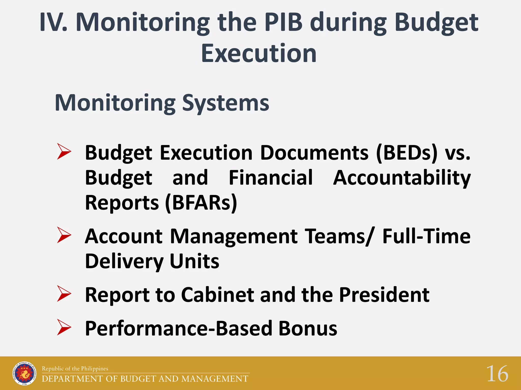 Philippine performance-informed budgeting system, Department of budget ...