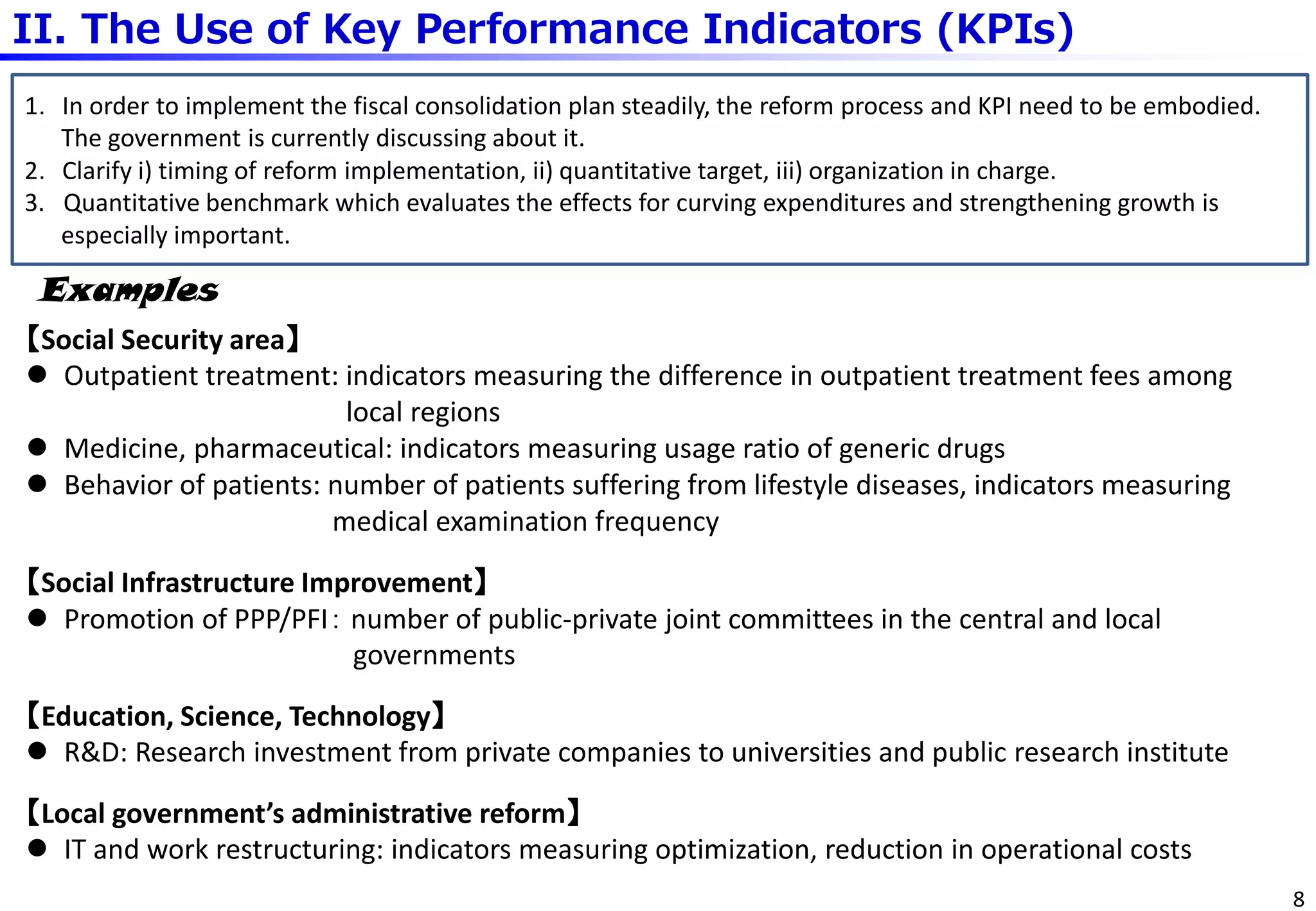 Tools for spending review in Japan and the use of key performance ...
