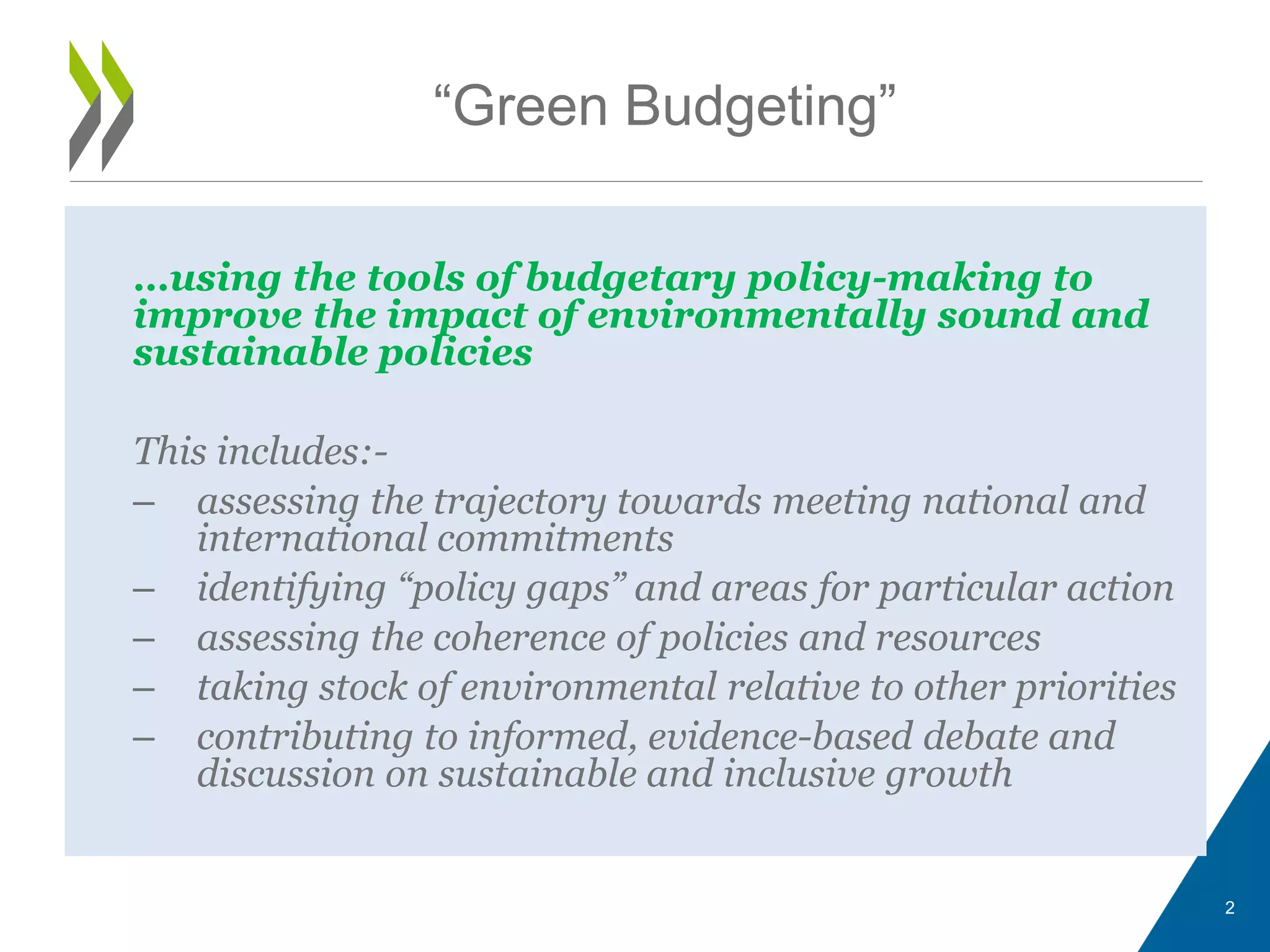 Green Budgeting - Ronnie DOWNES, OECD | PDF