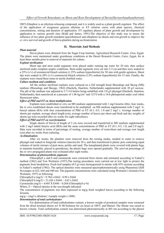 Effect of Growth Retardants on Shoot and Root Development of Stevia ...