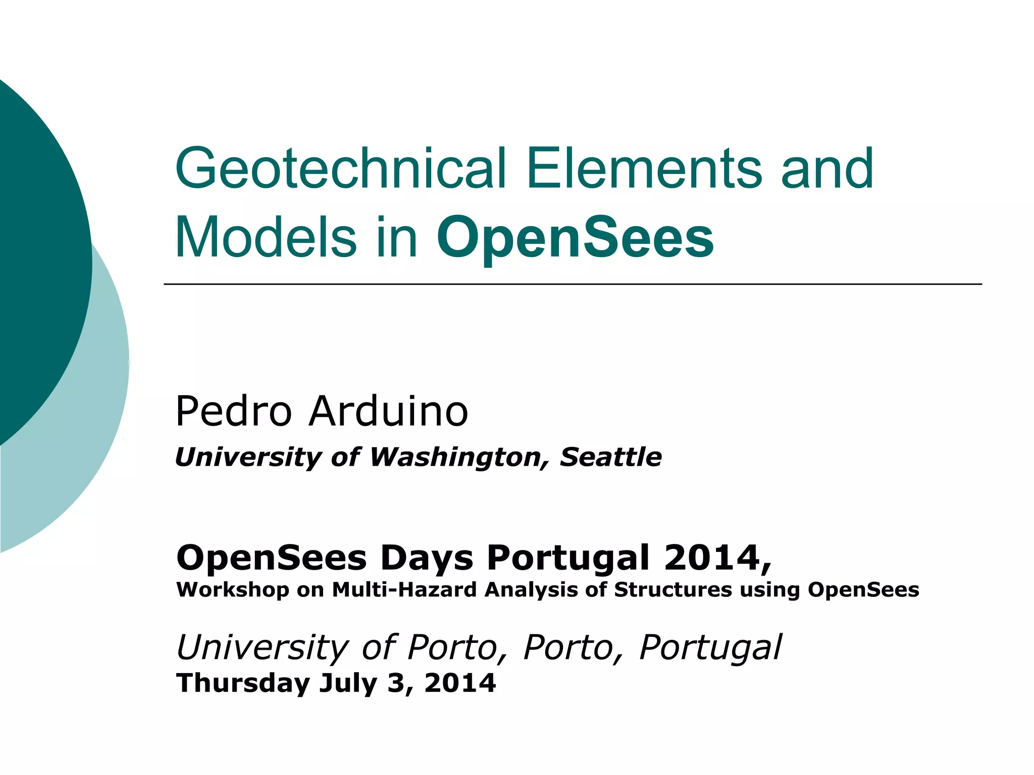 Geotechnical Elements and Models in OpenSees | PDF