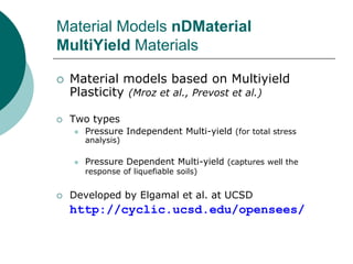 Geotechnical Elements and Models in OpenSees | PDF