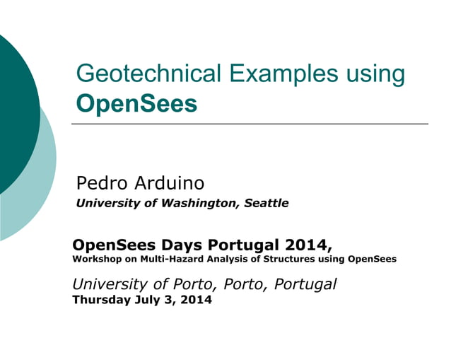 Geotechnical Examples using OpenSees | PPT