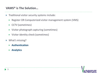 VAMS (Visitor Authentication Management System) | PDF | Business ...