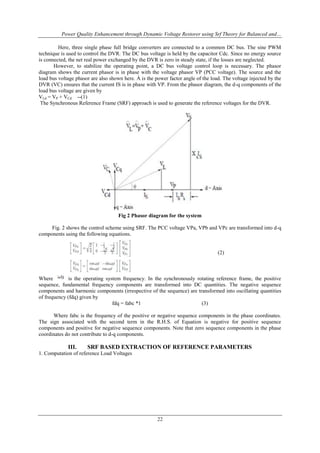 Power Quality Enhancement through Dynamic Voltage Restorer using SRF Theory for Balanced and ...