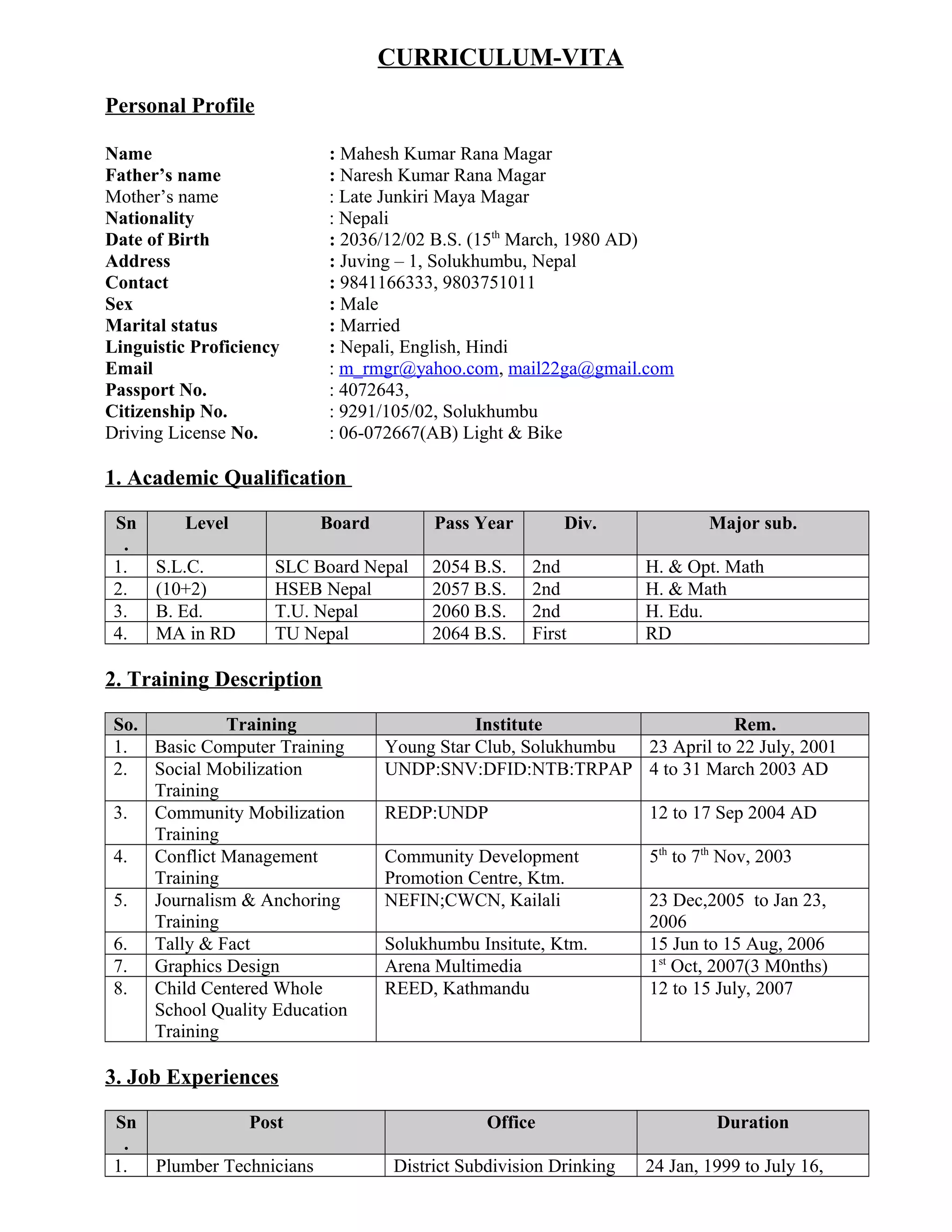 BIODATA_MAHESH RANA | DOC