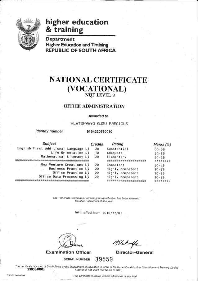OFFICE ADMINISTRATION NCV (NQF LEVEL 2, 3 &4)
