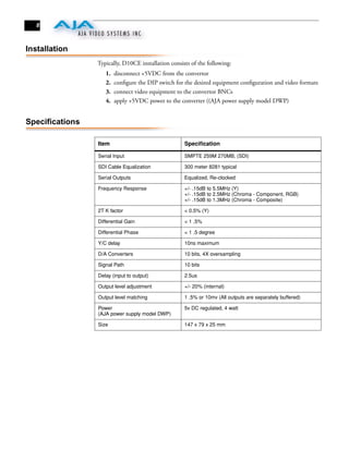 AJA D10CE | PDF
