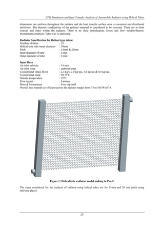 CFD Simulation and Heat Transfer Analysis of Automobile Radiator using Helical Tubes | PDF