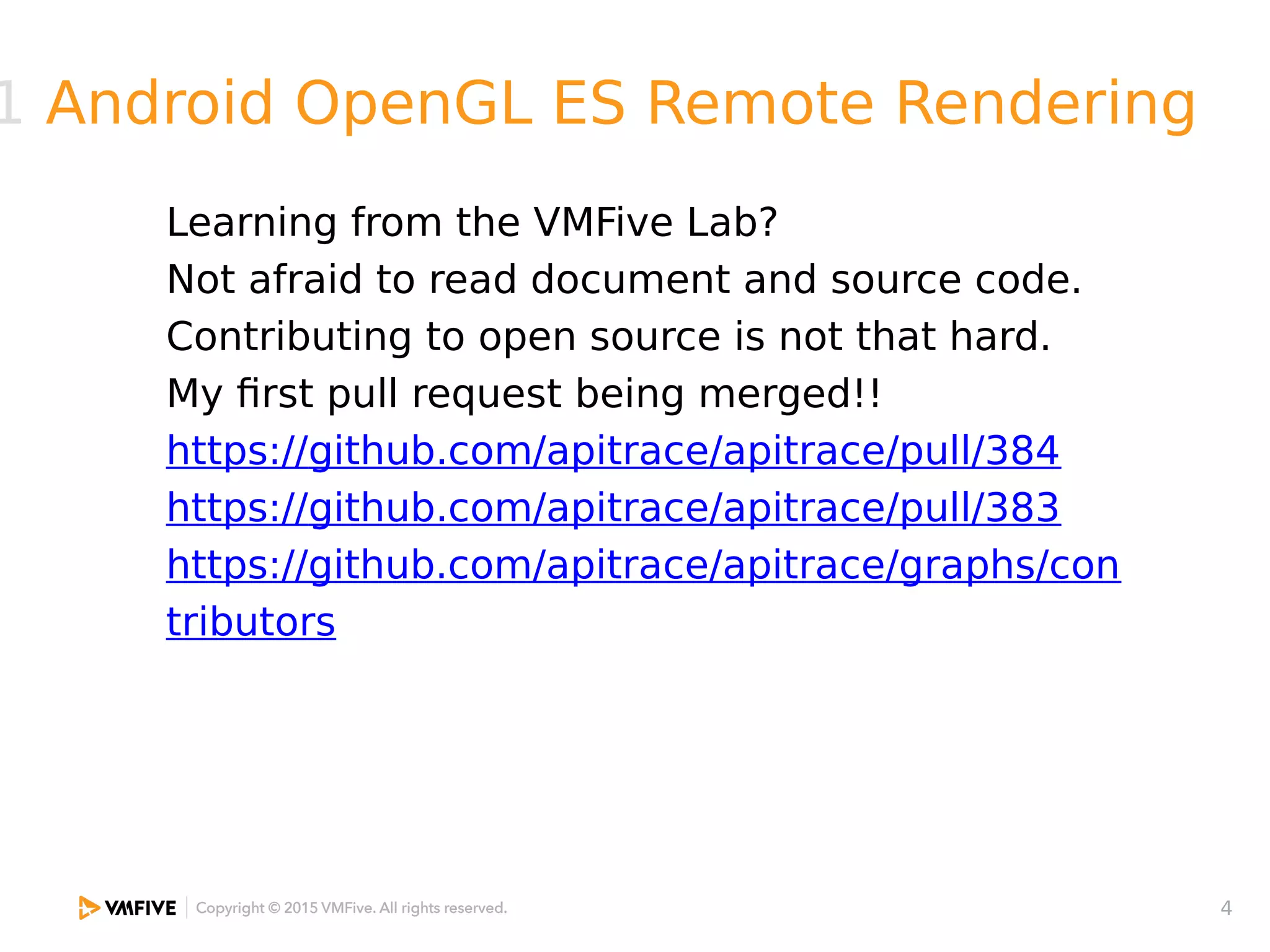 Android OpenGL ES remote rendering 蕭從恩 | PPT
