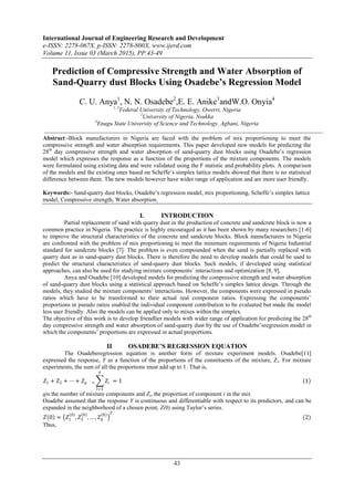 Prediction of Compressive Strength and Water Absorption of Sand-Quarry dust Blocks Using Osadebe ...