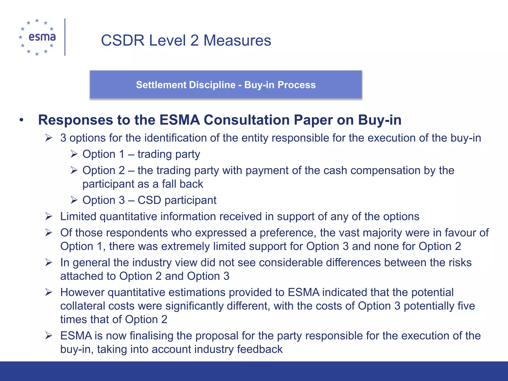 CSDR Technical Standards and Technical Advice | PPT