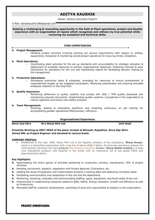 ADITYA KAUSHIK Resume | PDF