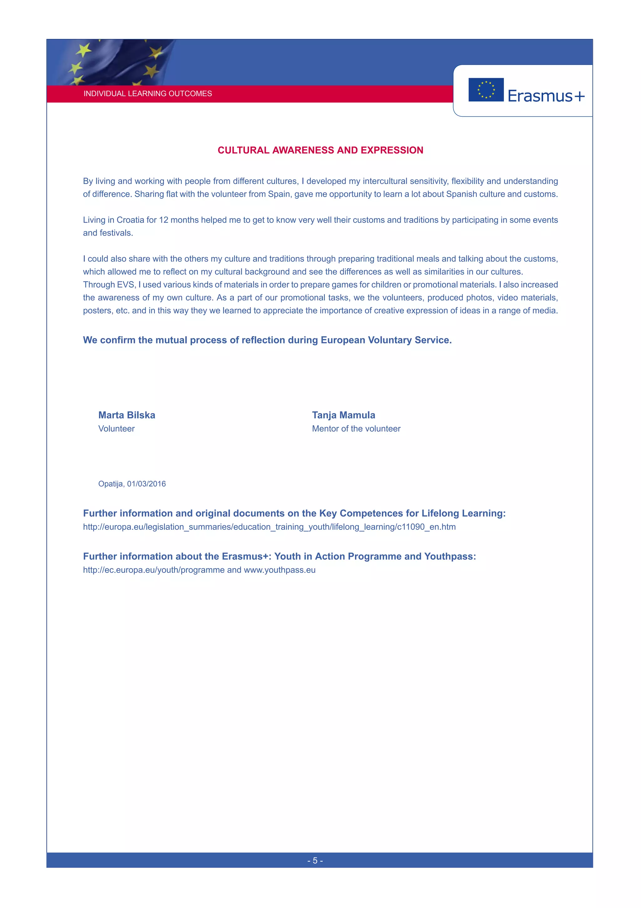 Bilska Marta Youthpass | PDF