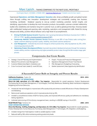 resume Marc Lazich CA | PDF