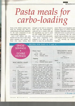 Articles Pasta meals for carbo loading | PDF