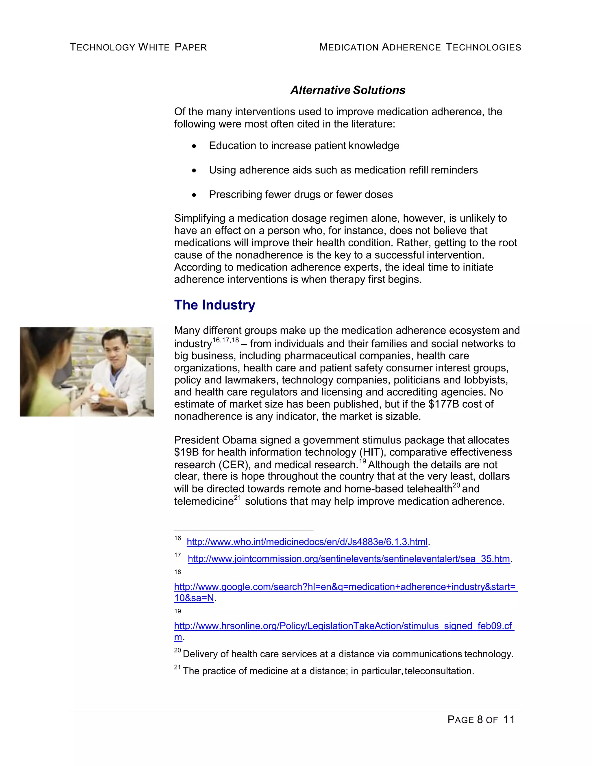 Medication Adherence TECHNOLOGY Brief update 2016 | PDF