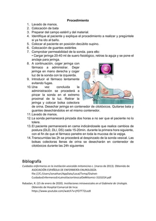 Instilacion Vesical | PDF