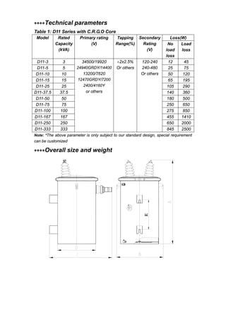 D11 single phase overhead distribution transformer | PDF