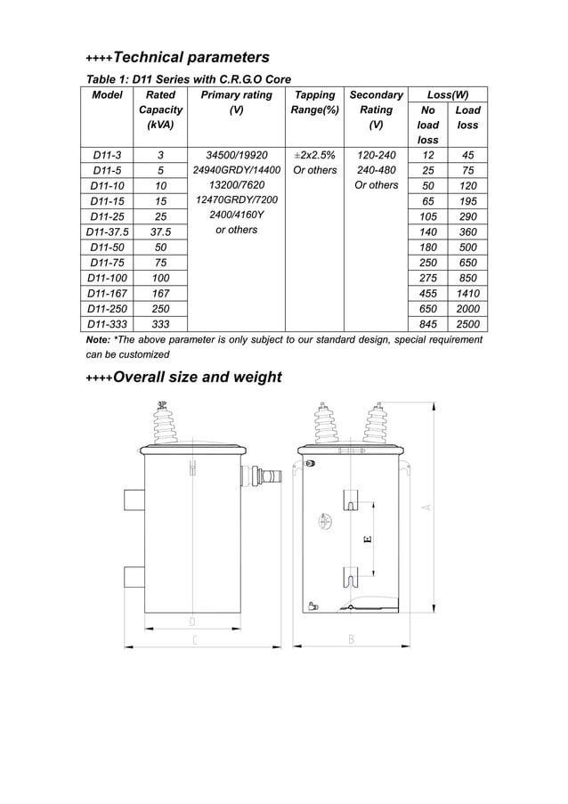 D11 single phase overhead distribution transformer | PDF