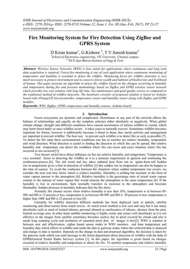 Fire Monitoring System For Fire Detection Using Zigbee And Gprs System
