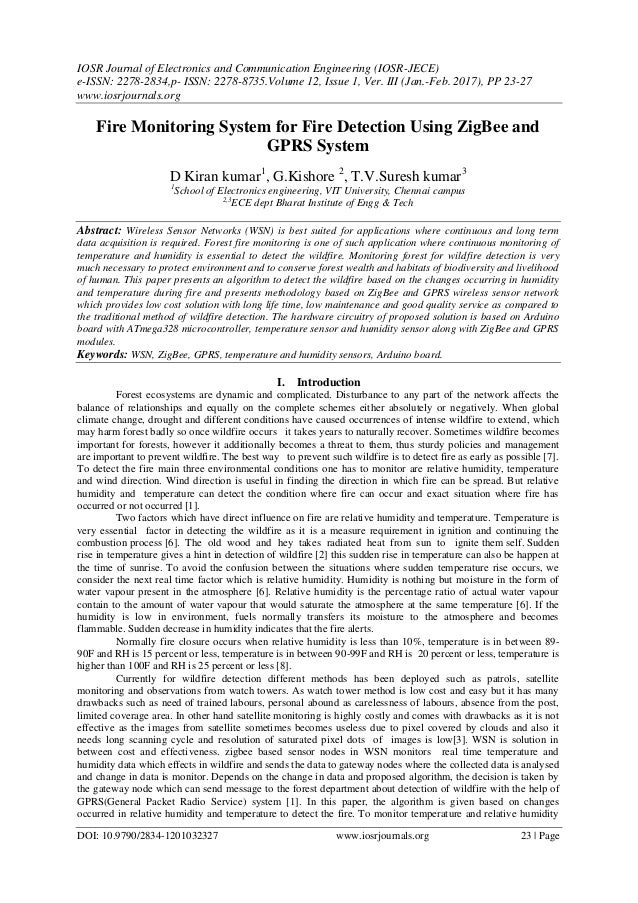 Fire Monitoring System For Fire Detection Using Zigbee And Gprs System
