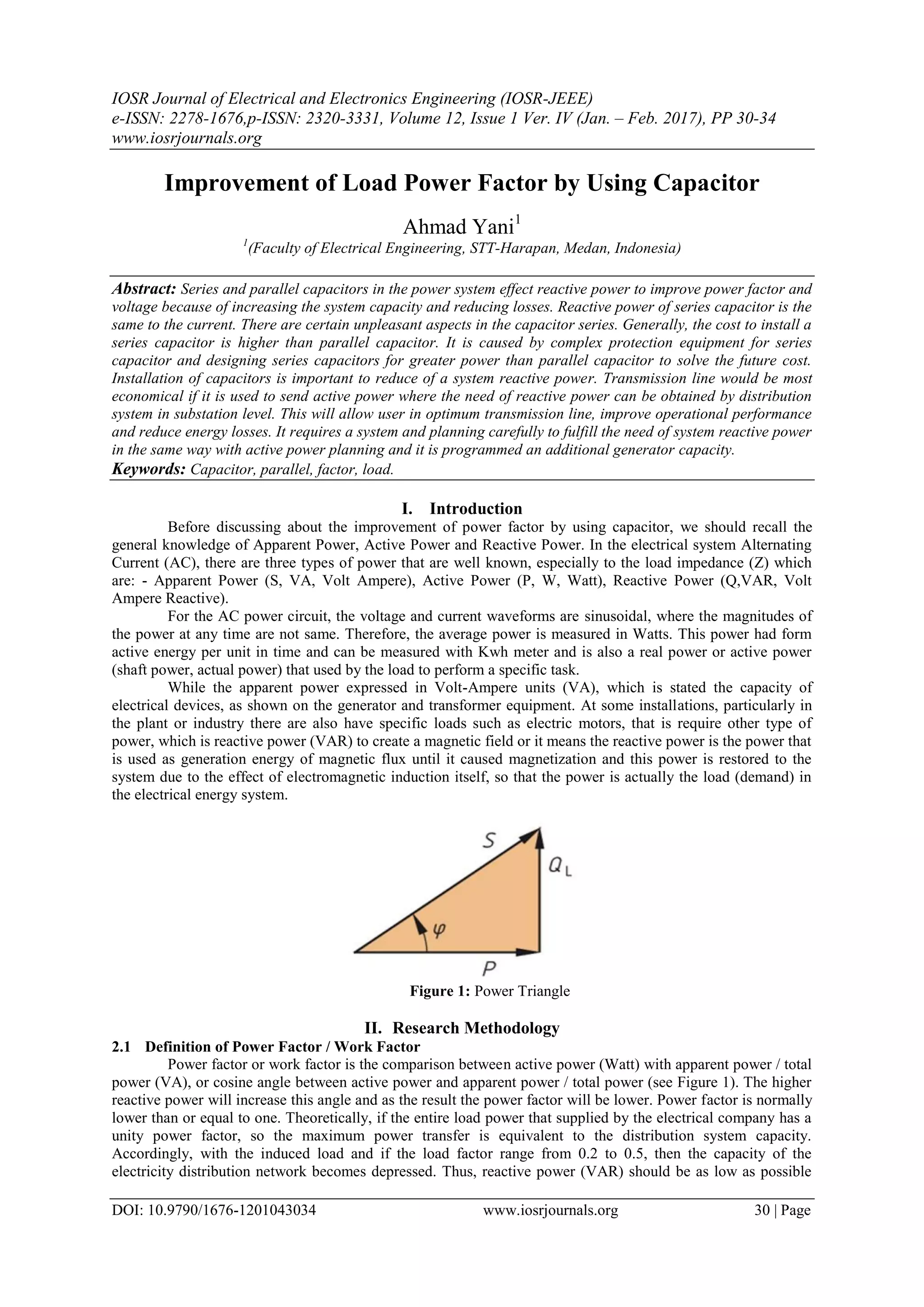 Improvement of Load Power Factor by Using Capacitor | PDF
