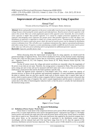 Improvement of Load Power Factor by Using Capacitor | PDF