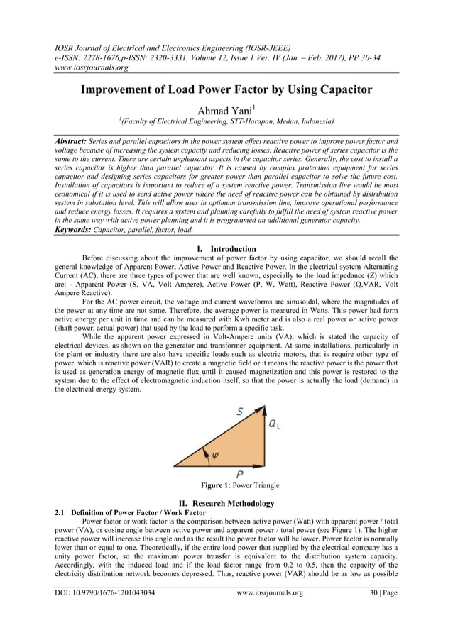 Improvement of Load Power Factor by Using Capacitor | PDF