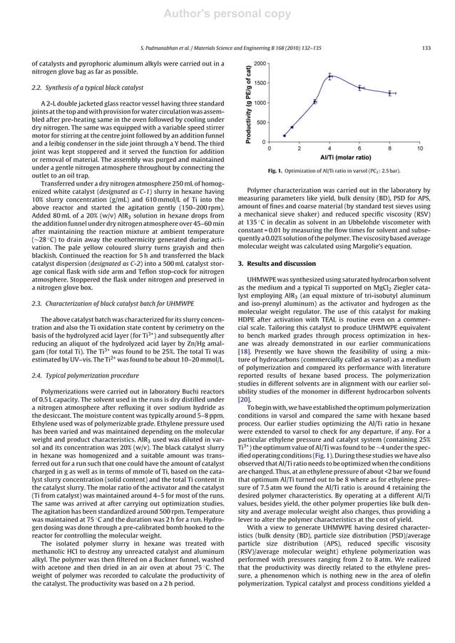 Material Science And Engineering B Synthesis Of Ultra High Molecular Weight Polyethylene A