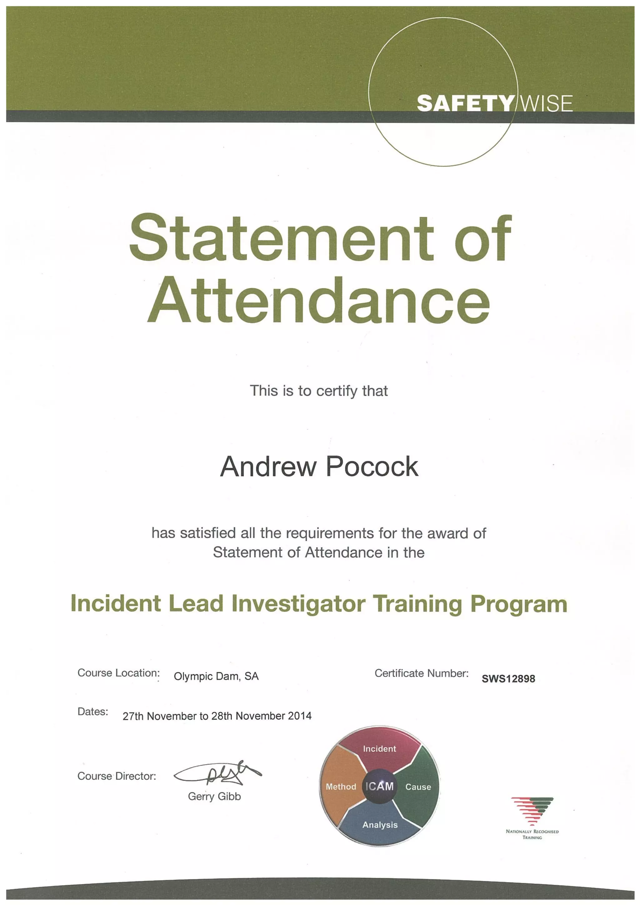Andrew Pocock - ICAM Training | PDF