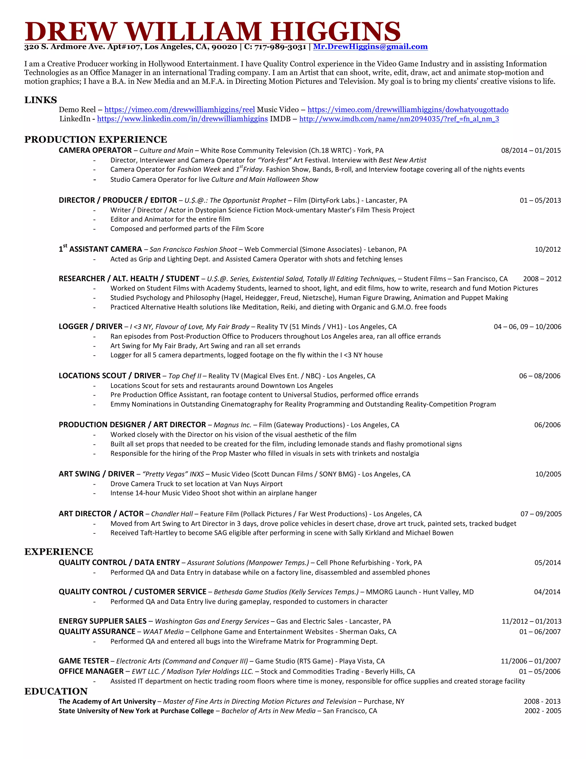 Drew William Higgins Ent Rez | PDF