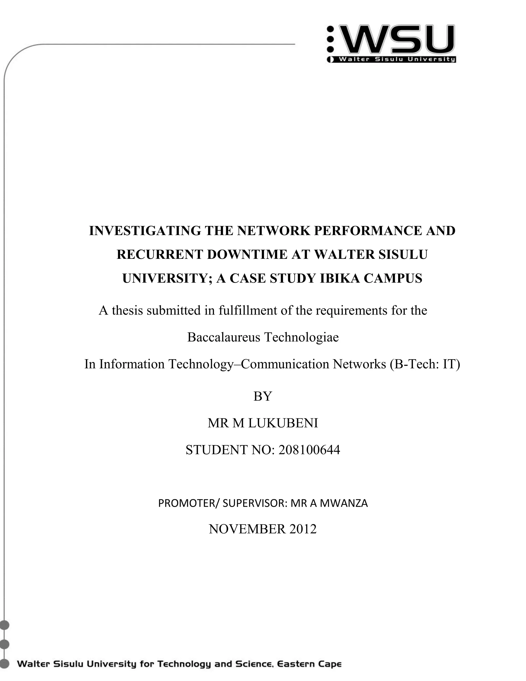 Mandla Lukubeni Project(WSU) | PDF | Computer Networking | Computing