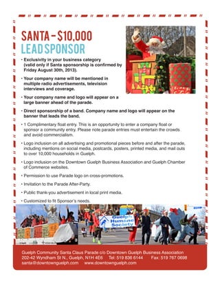 2013 Guelph Community Santa Parade Sponsorship Package | PDF