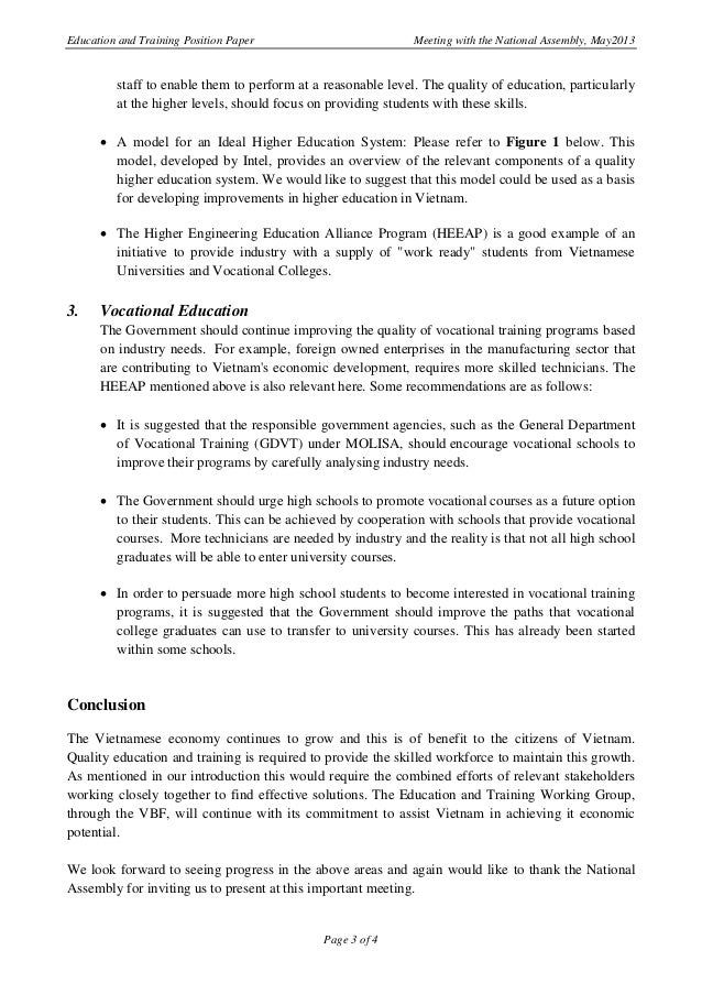 Education And Training Position Paper NA May 2013 EN Final Education And Training Position Paper NA May 2013 EN Final