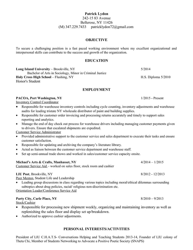 Patrick Lydon Resume | PDF