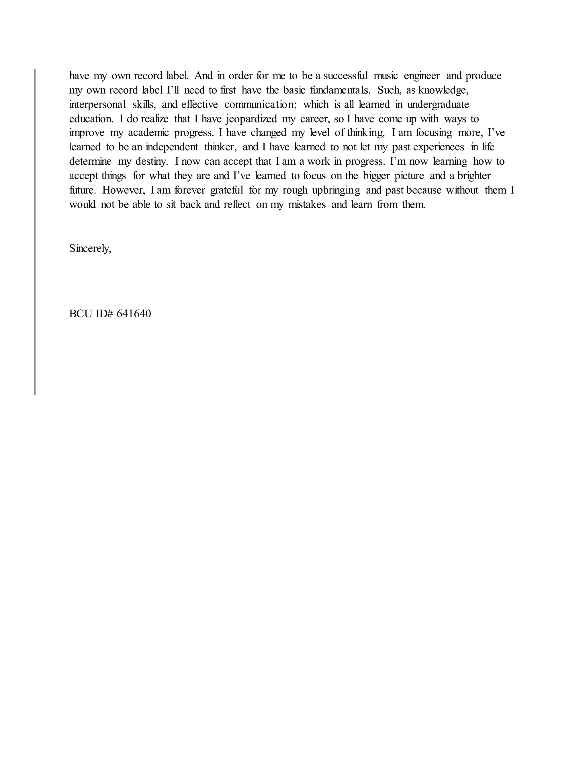 Financial Aid SAP Appeal Letter 2016 | DOCX