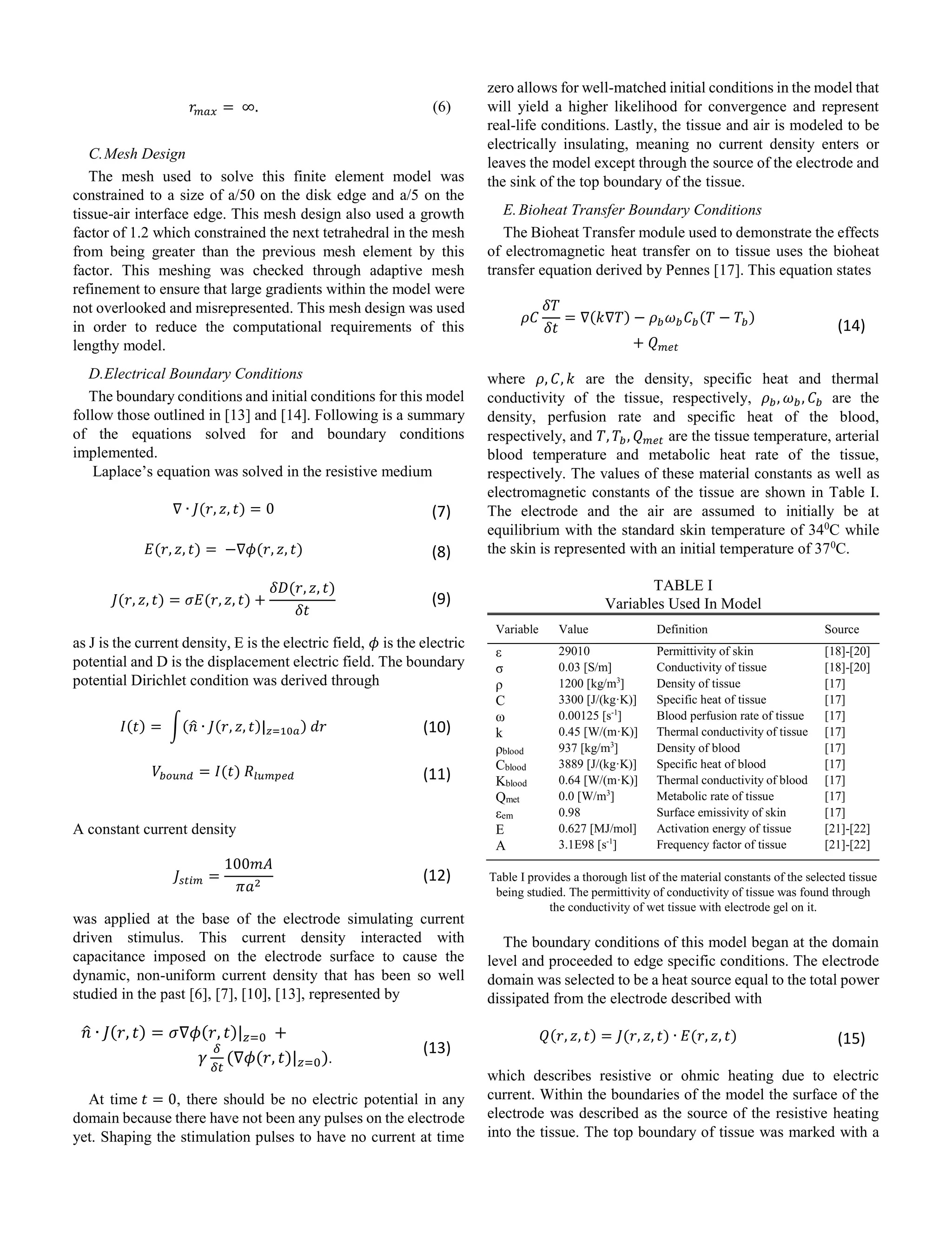Bio-heat Transfer in Various Transcutaneous Stimulation Models | PDF ...