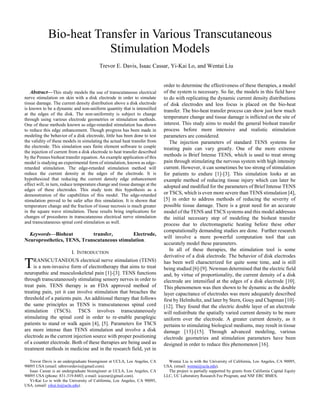 Bio-heat Transfer in Various Transcutaneous Stimulation Models | PDF ...