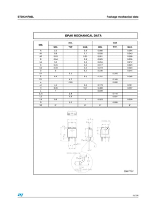 Original N-Channel Mosfet STD12NF06LT4 12NF06 D12NF06 D12NF 60V 12A TO ...