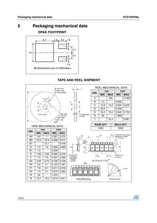 Original N-Channel Mosfet STD12NF06LT4 12NF06 D12NF06 D12NF 60V 12A TO ...