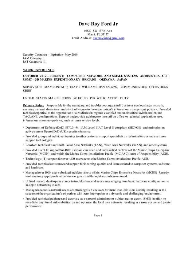 Dave Ford Resume | DOCX